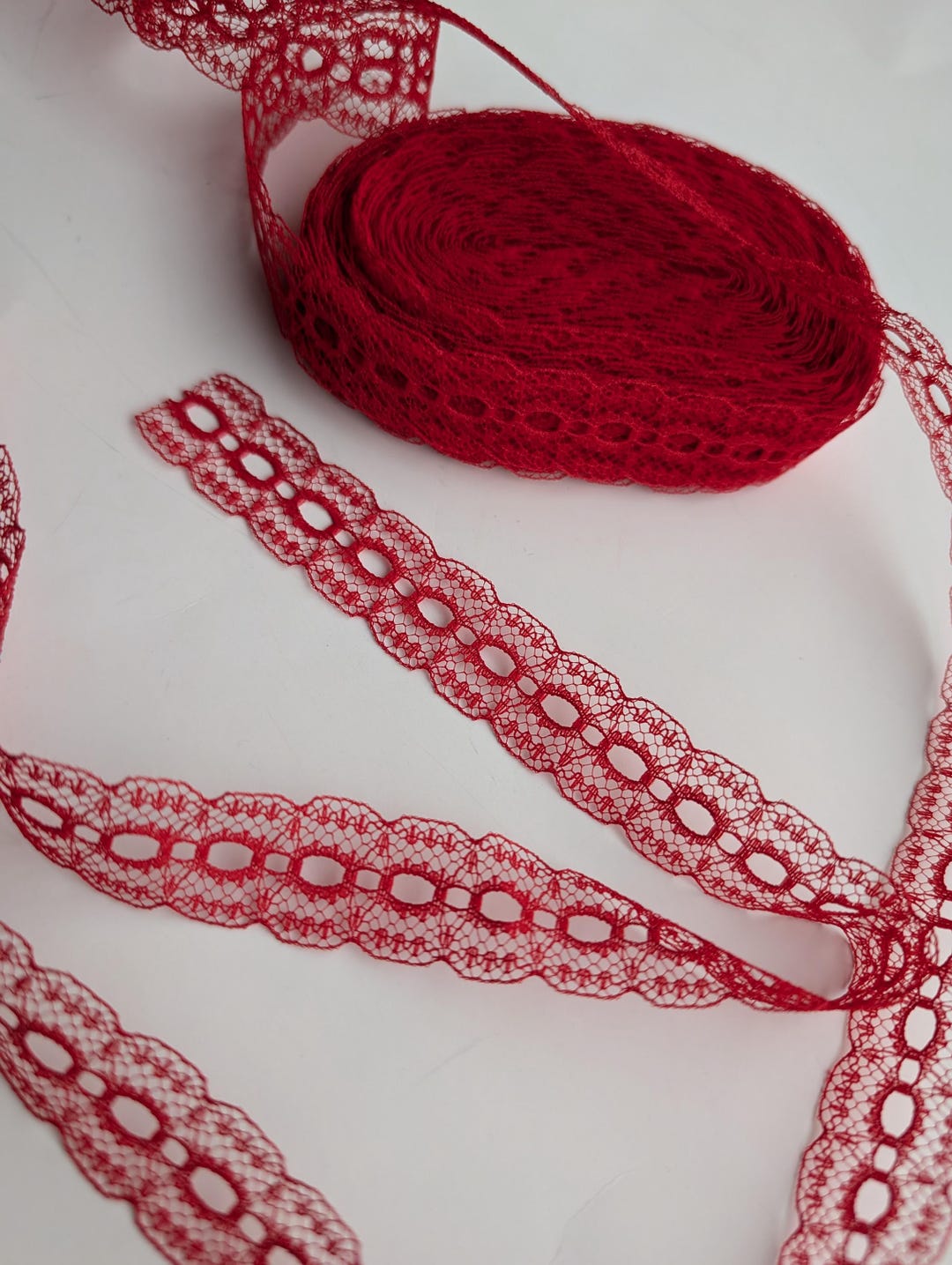 Vintage Bright Red Ribbon Lace Trim 1 Yrd 5/8"inches Wide - Etsy