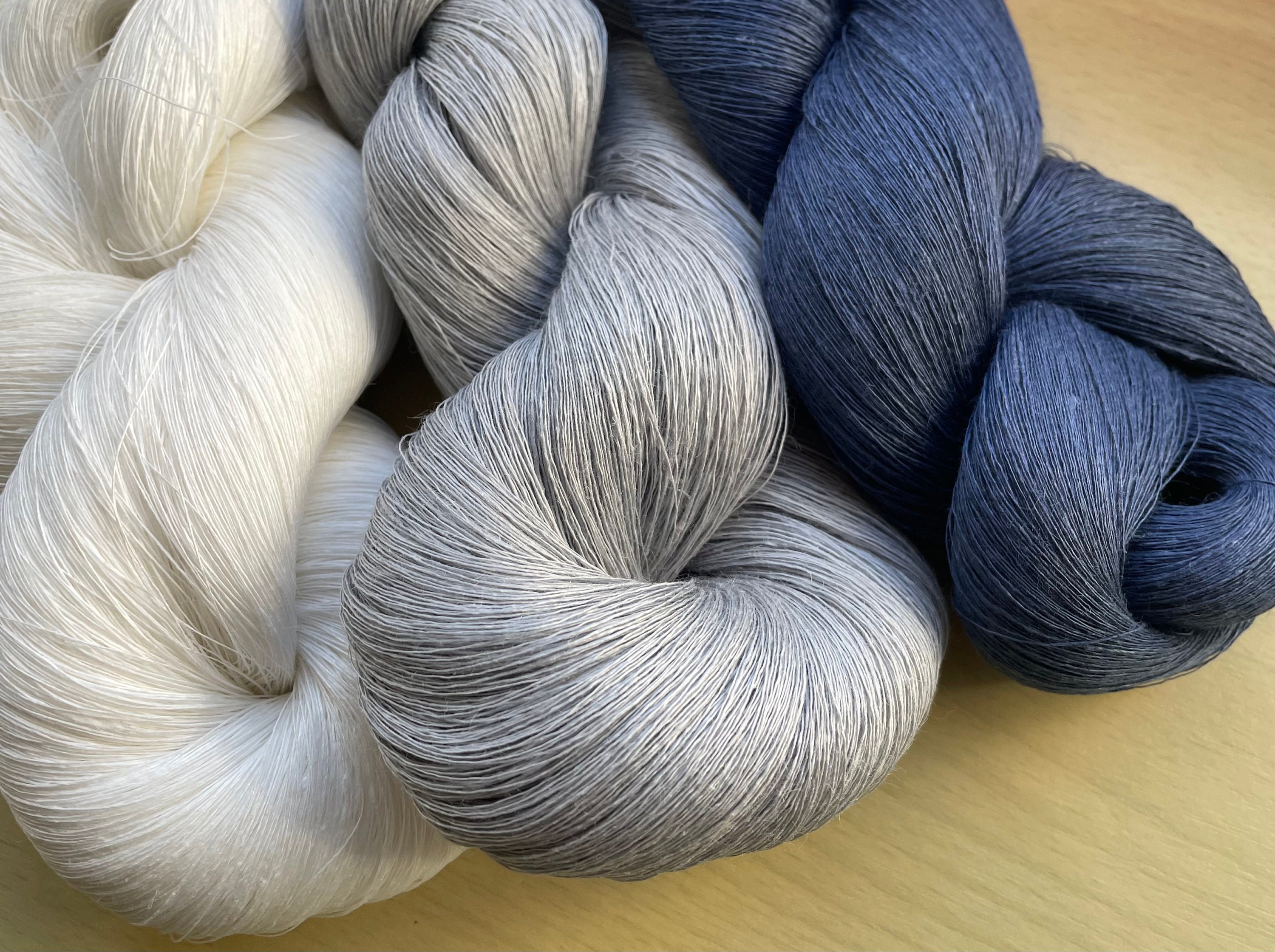 Linen yarn 300grams natural grey white yarn hanks of yarn laceweight ...