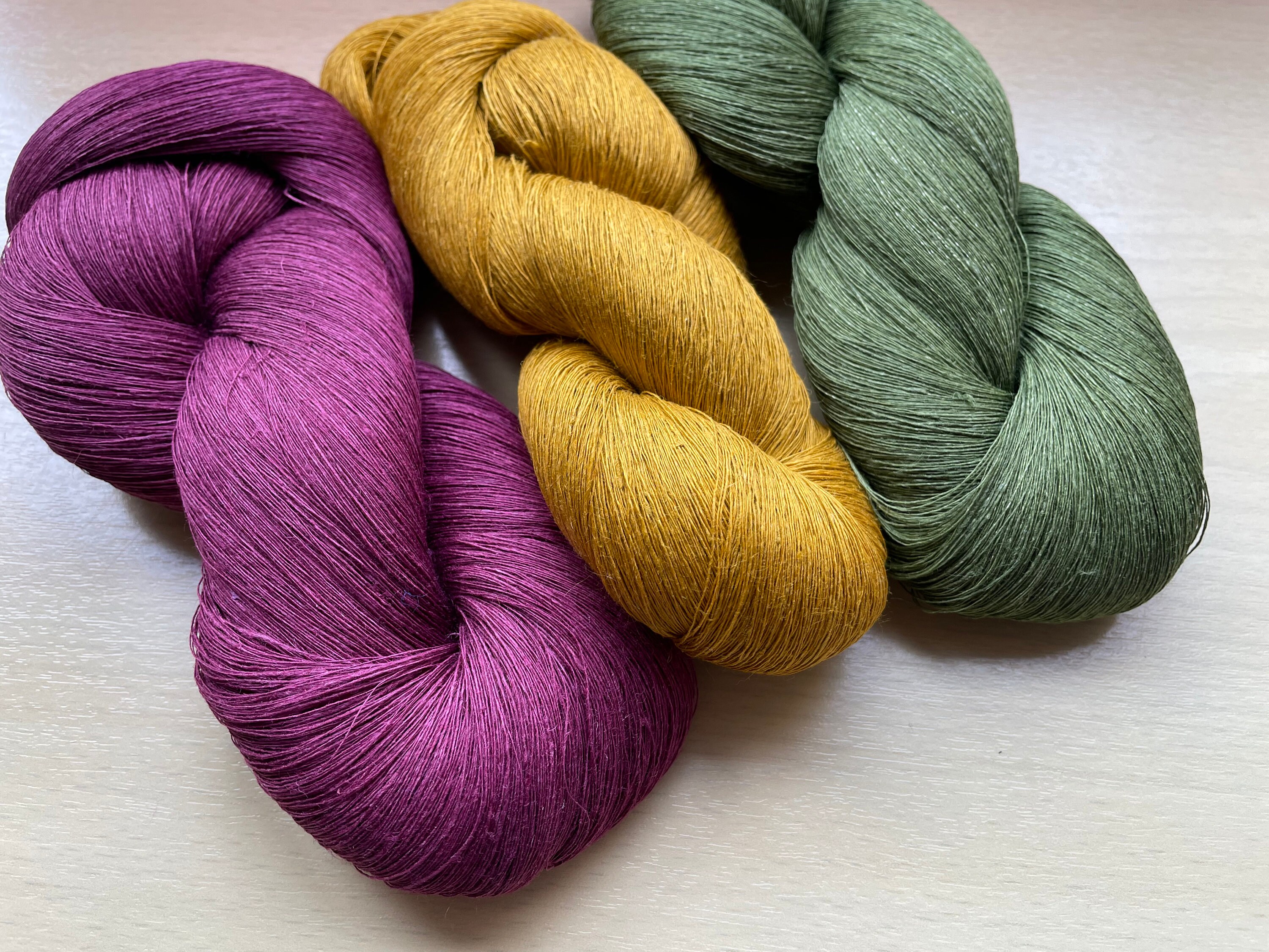 Linen yarn 300grams natural grey white yarn hanks of yarn laceweight ...