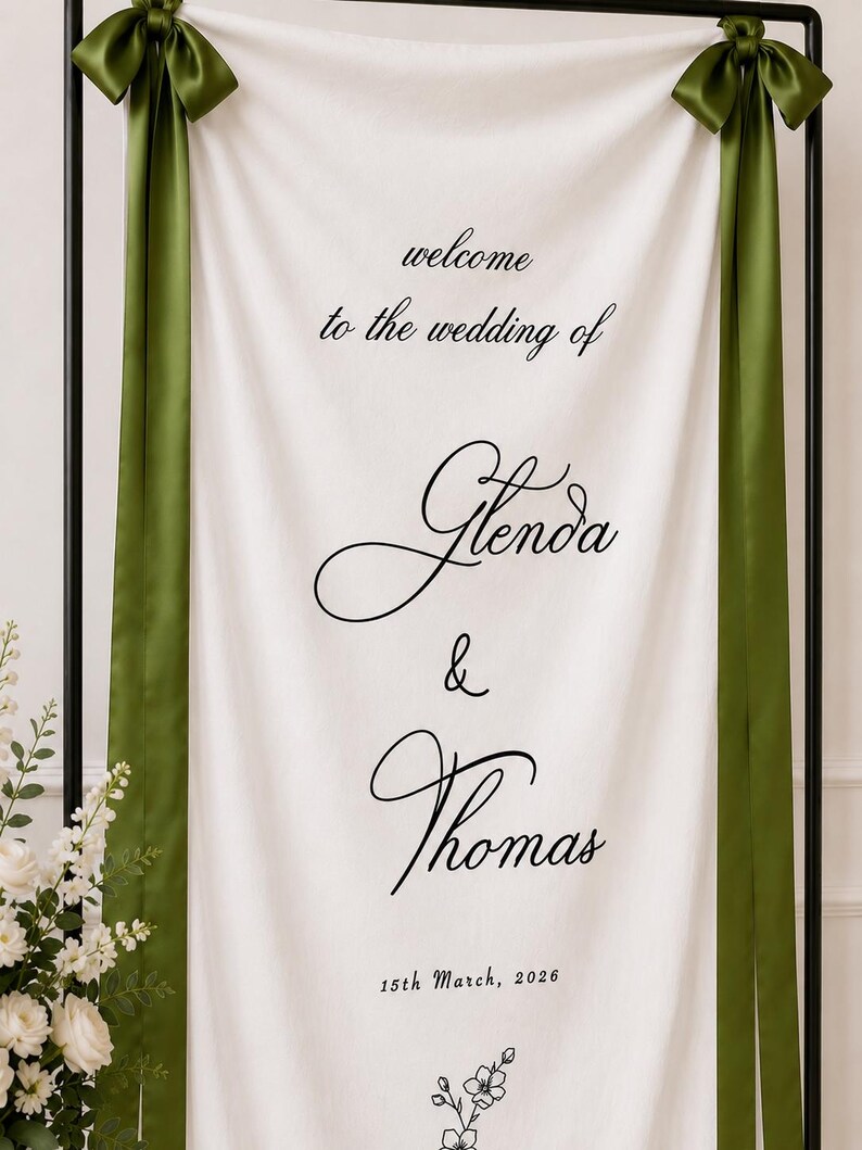 Personalized Linen Wedding Welcome Sign Banner, Boho Ceremony Decor - Etsy