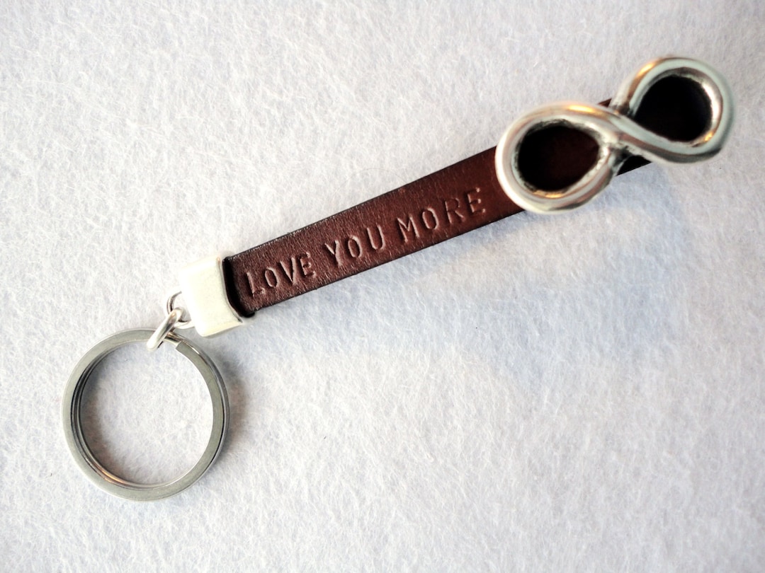 Infinity Keychain, Personalized Leather Engraved Key Chain Key Ring ...