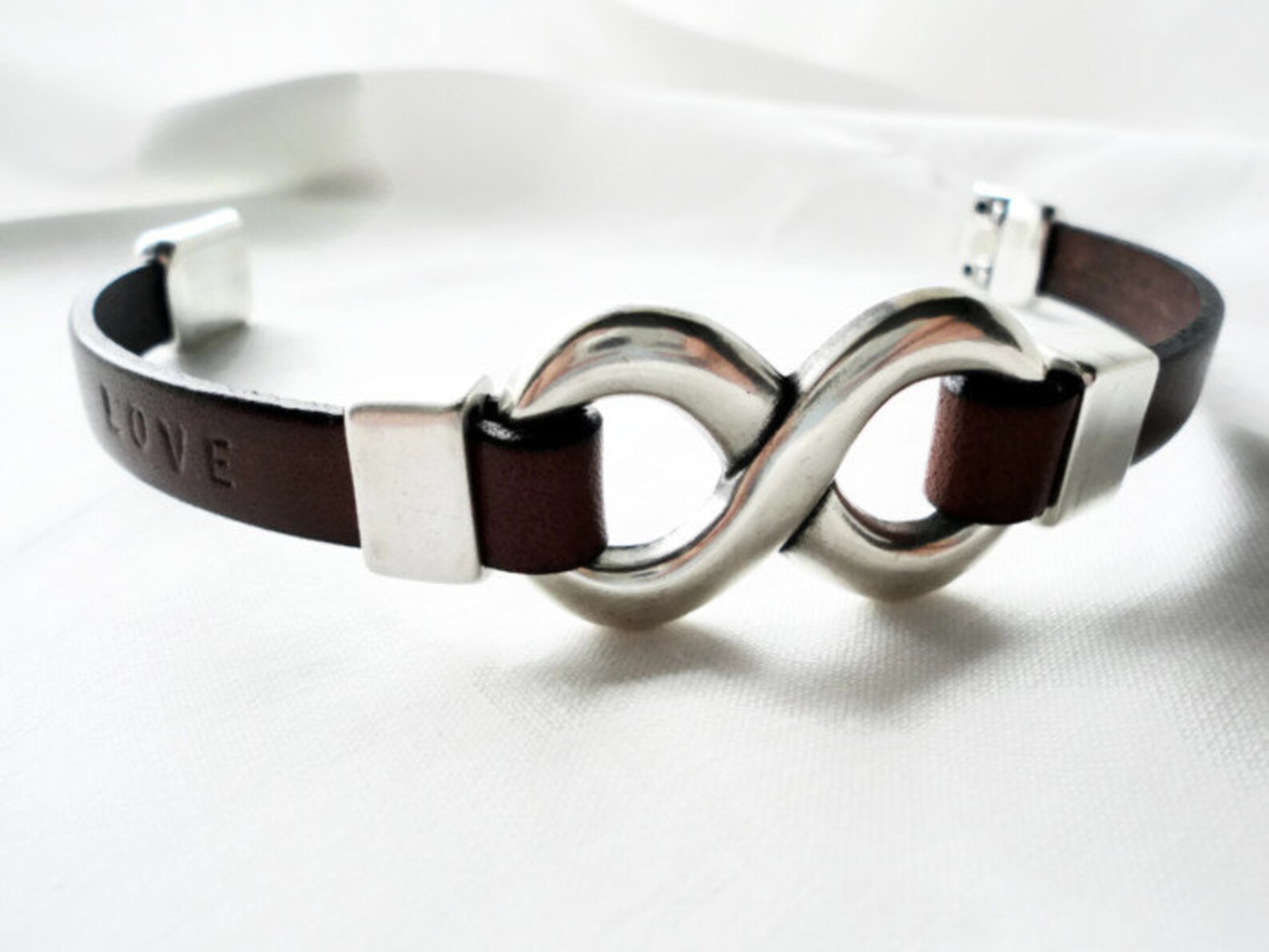 Personalized Engraved Leather Infinity Bracelet Men Hand | Etsy