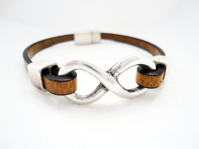 Personalized Engraved Leather Infinity Bracelet Unisex - Etsy