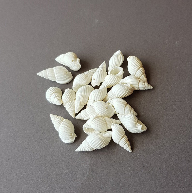 50 White Shell Beads Spiral Drilled Seashell Charms 15mm to - Etsy