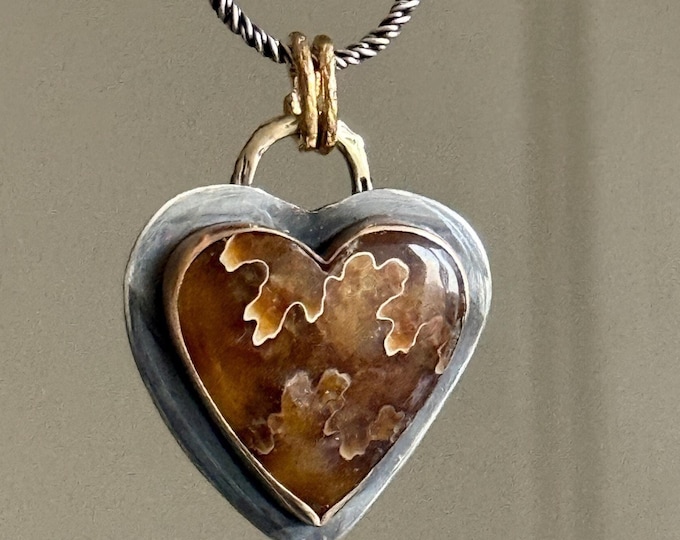 Suture Ammonite Fossilised Necklace, Heart Pendant, Scenic Gemstone ...