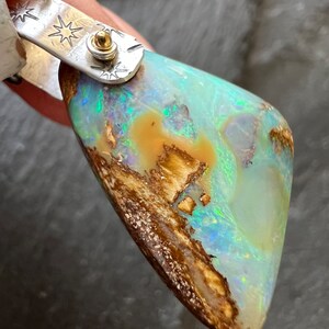 Mint Boulder Opal Necklace, Bezel Set Gemstone Jewellery, Mixed Metal ...