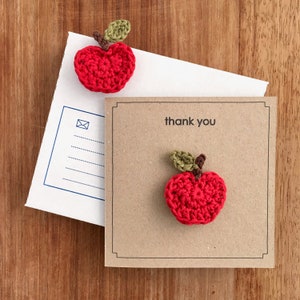 Teacher Thank You Card With Apple Brooch / Eco-friendly Recycled Card ...