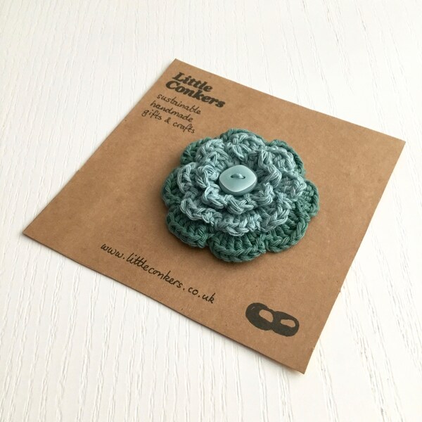 Teal Flower Brooch - Etsy