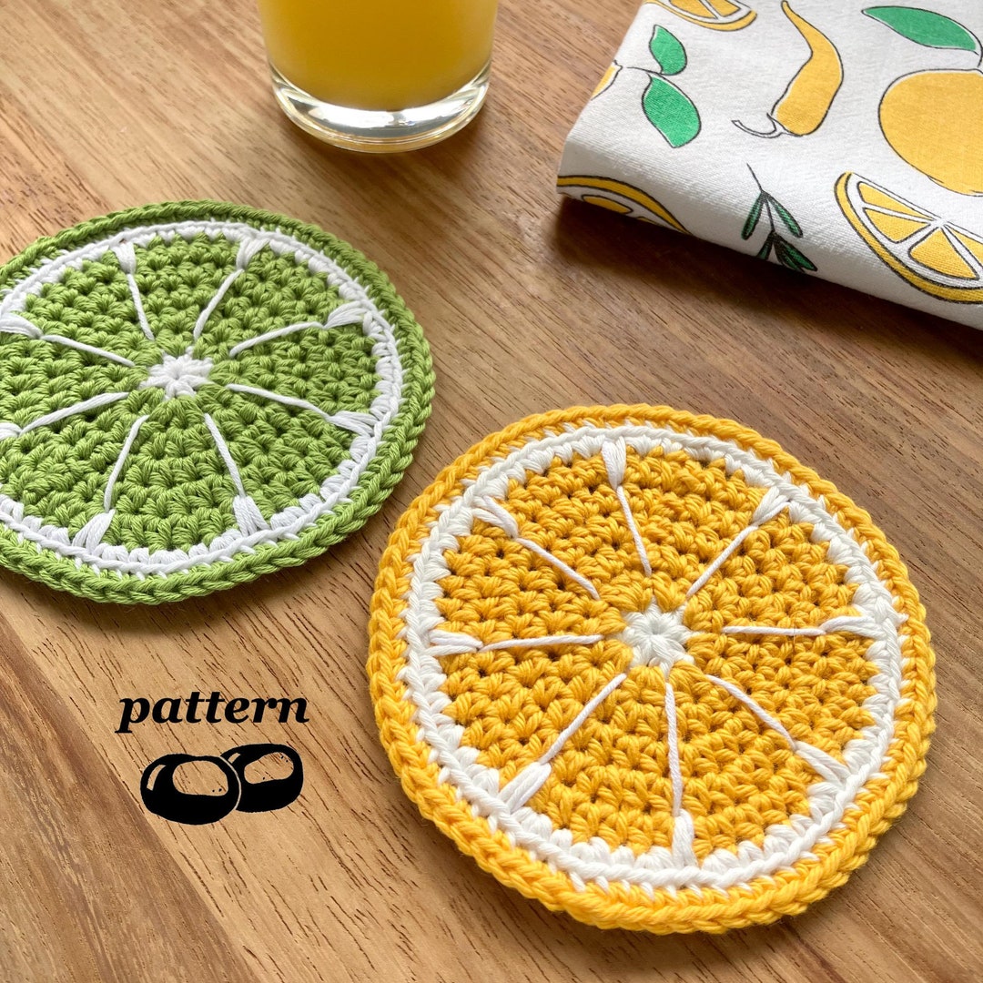 Citrus Slice Coasters Crochet Pattern / Crocheted Orange Lemon Lime ...