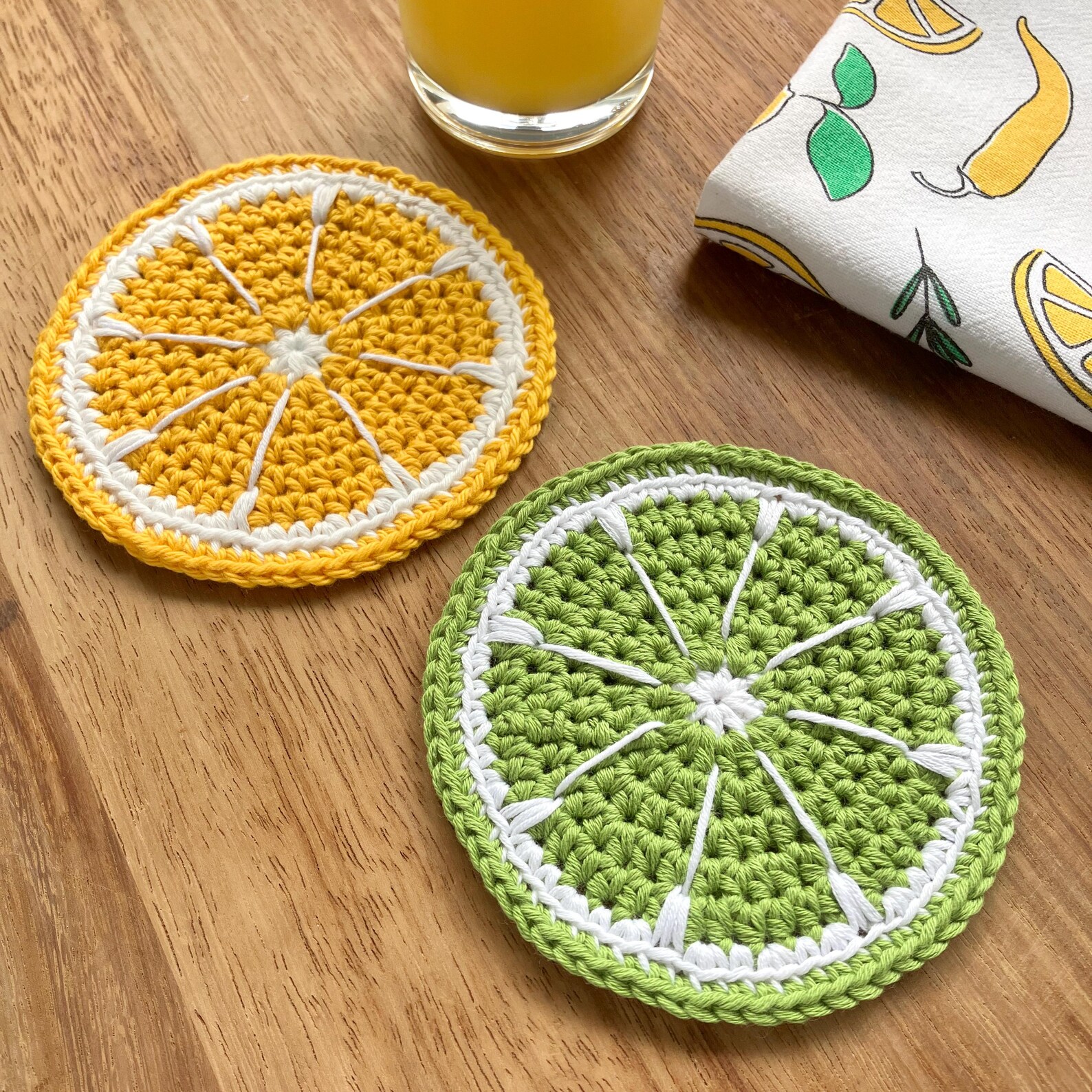 Citrus Slice Coasters Crochet Pattern / Crocheted Orange Lemon Lime ...
