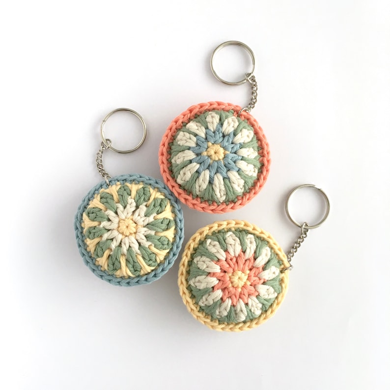 Organic Cotton Crochet Keychain / Bag Charm / Spring Pastel | Etsy