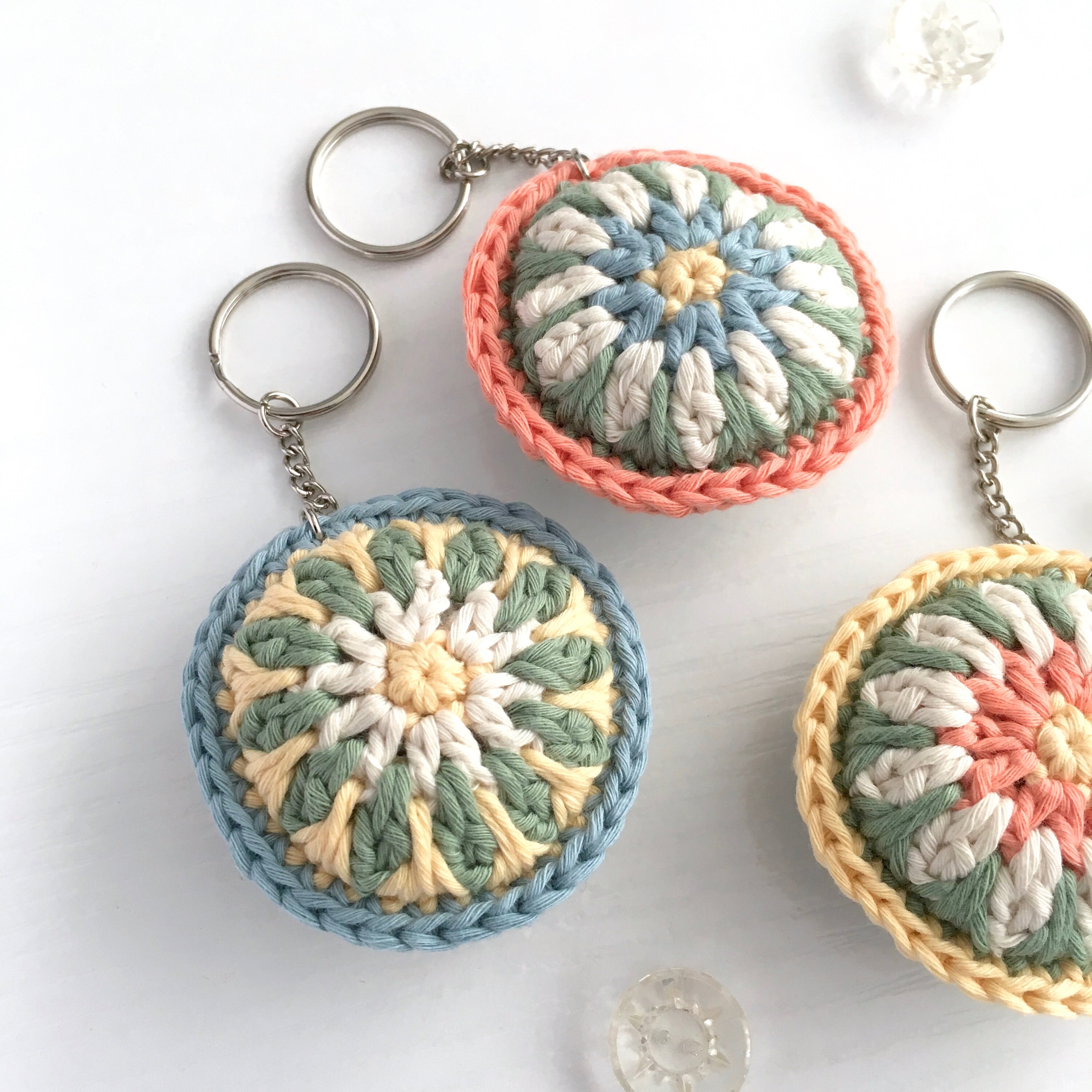 Organic Cotton Crochet Keychain / Bag Charm / Spring Pastel | Etsy