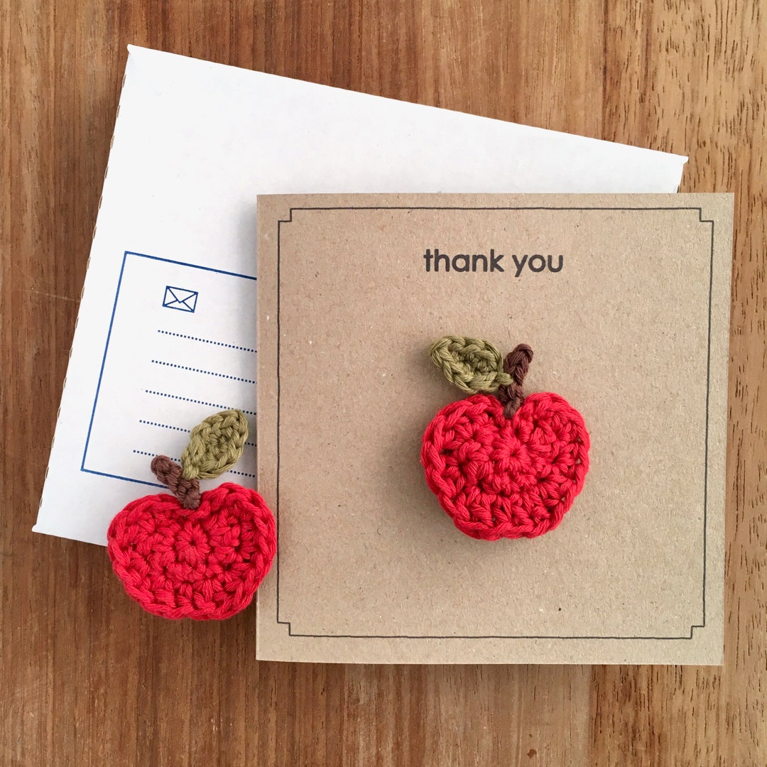 Teacher Thank You Card With Apple Brooch / Eco-friendly Recycled Card ...