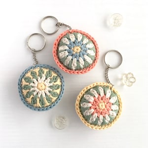 Organic Cotton Crochet Keychain / Bag Charm / Spring Pastel Flower Key ...