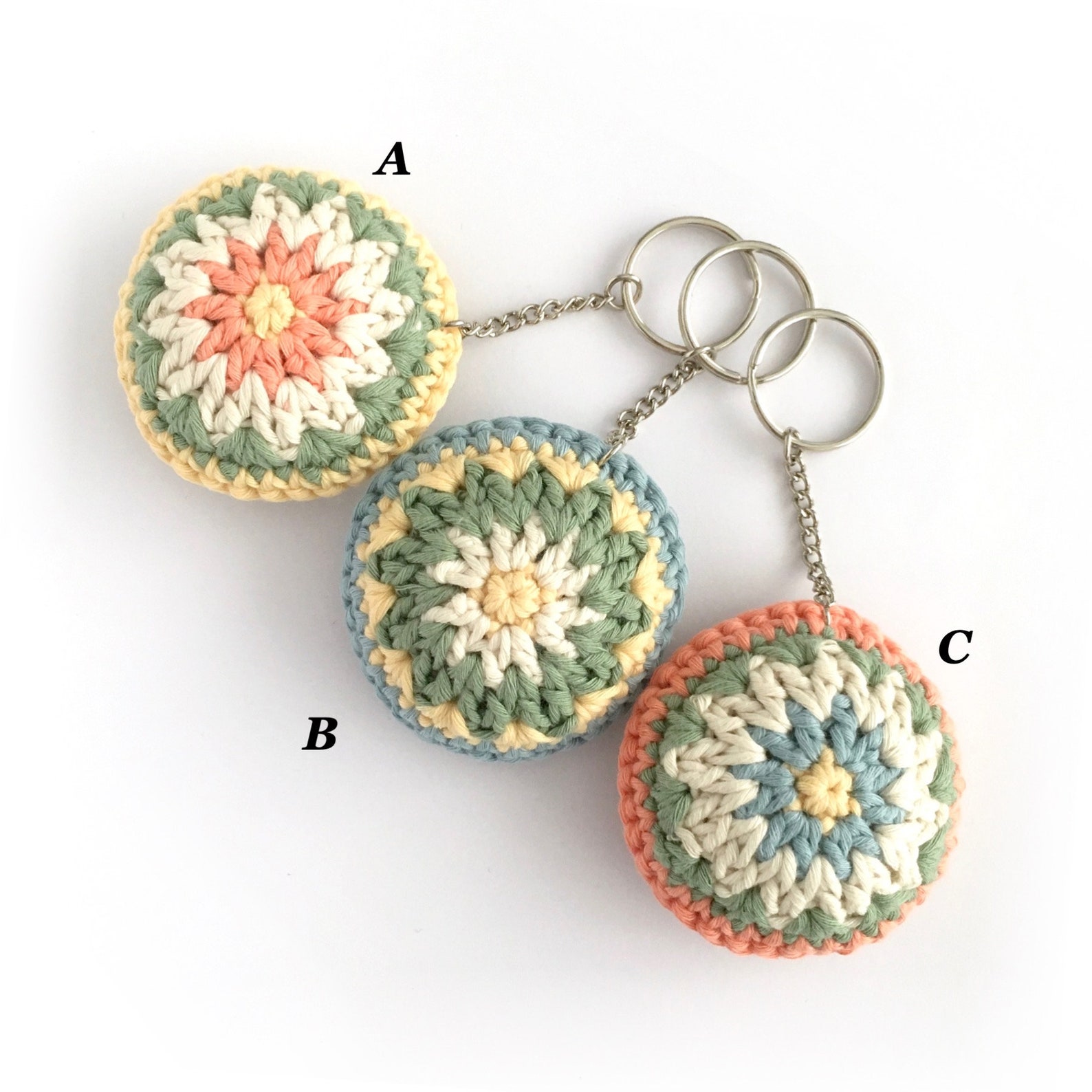 Organic Cotton Crochet Keychain / Bag Charm / Spring Pastel | Etsy