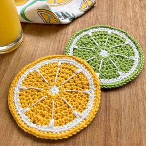 Citrus Slice Coasters Crochet Pattern / Crocheted Orange Lemon Lime ...