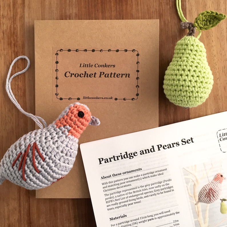 Partridge in a Pear Tree Crochet Pattern Gift for Crocheter / Recycled ...
