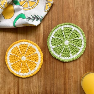 Citrus Slice Coasters Crochet Pattern / Crocheted Orange Lemon Lime ...