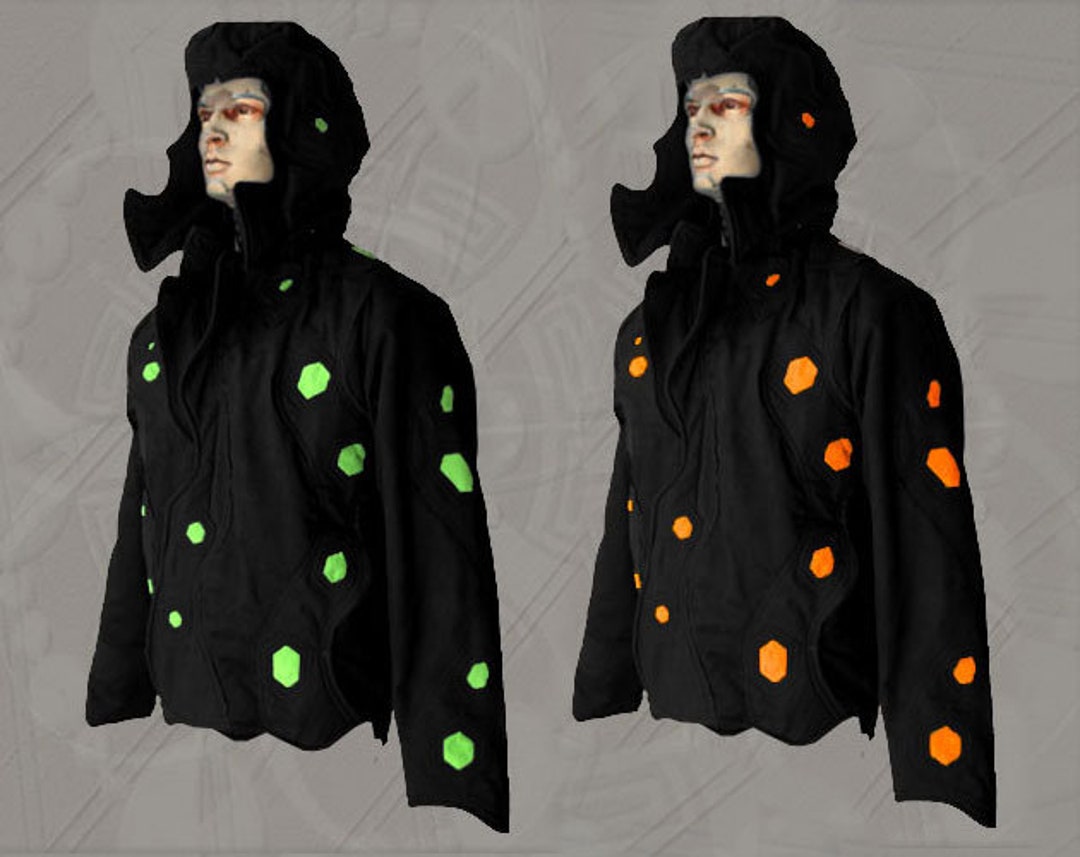 Hexagon Hooded Jacket Men's Futuristic Cyber Steampunk Hoodie Hood - Etsy