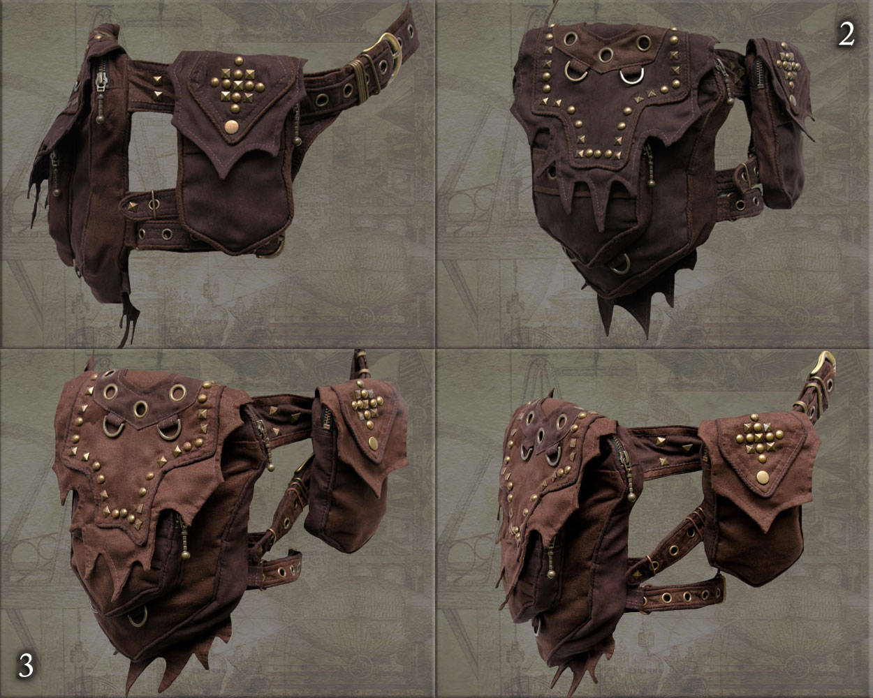 Wizard Belt Rivets with removable device pocket Archer | Etsy