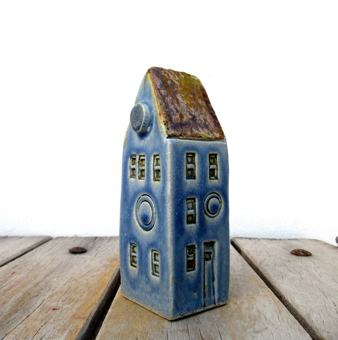 Tall Blue House Parisian House Townhouse Small Clay Home - Etsy