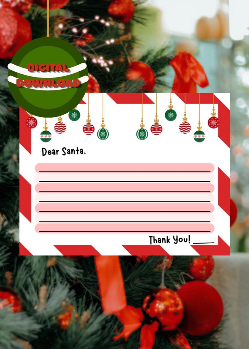 Santa Letter Template | Christmas Wish List PDF (instant Download) - Etsy