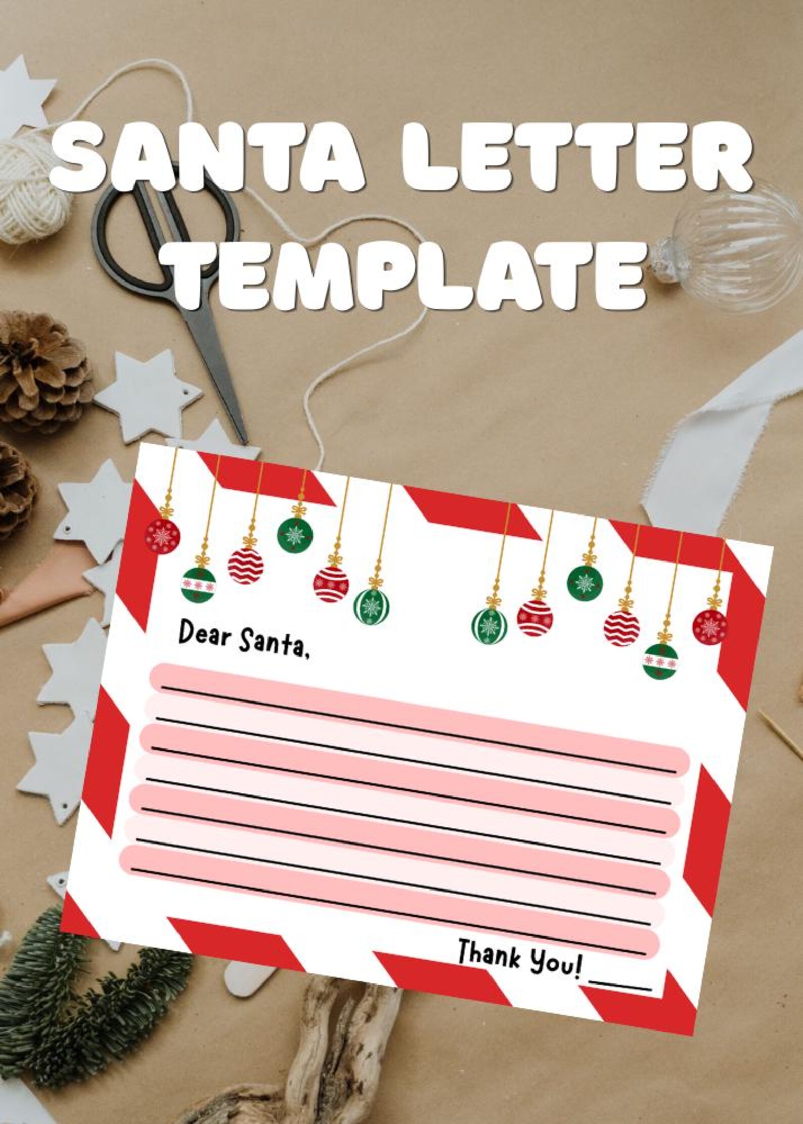 Santa Letter Template | Christmas Wish List PDF (instant Download) - Etsy