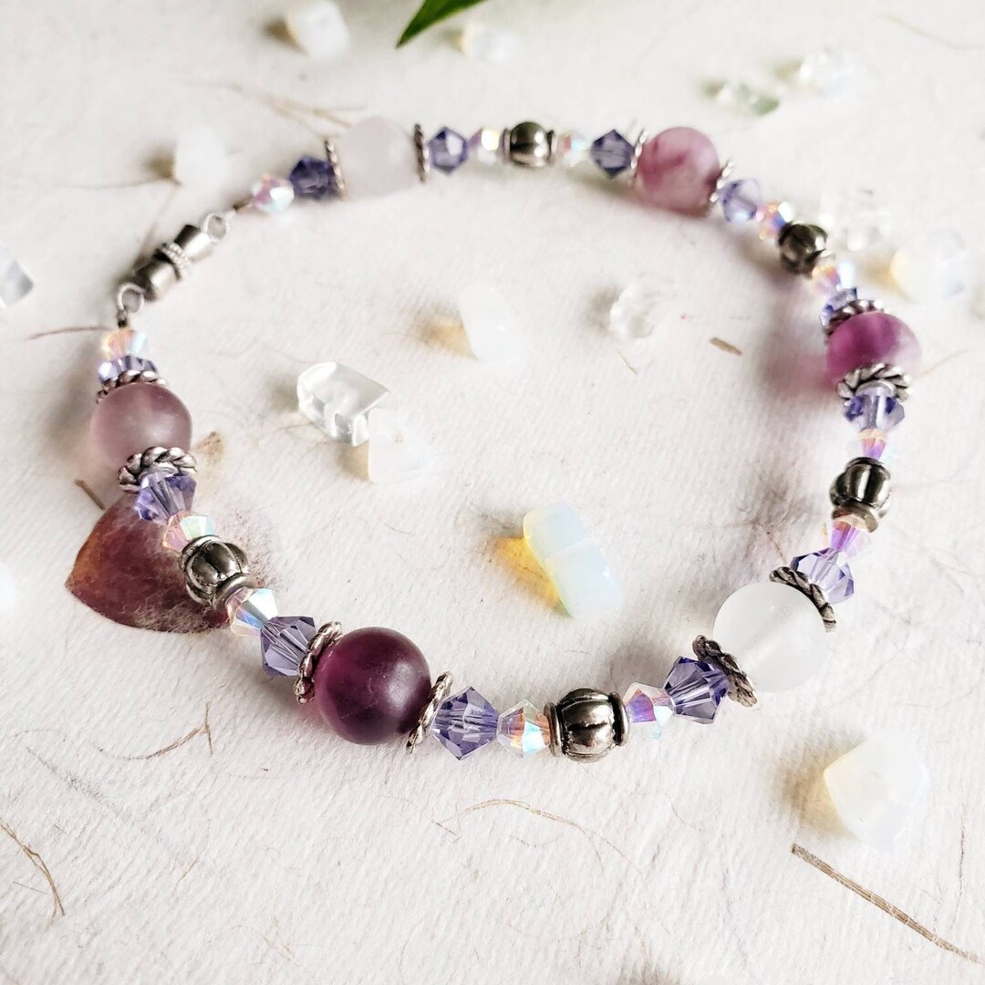 Witchy Aurora Borealis and Purple Bracelet, Mage Ren Fair Gypsy Jewelry ...