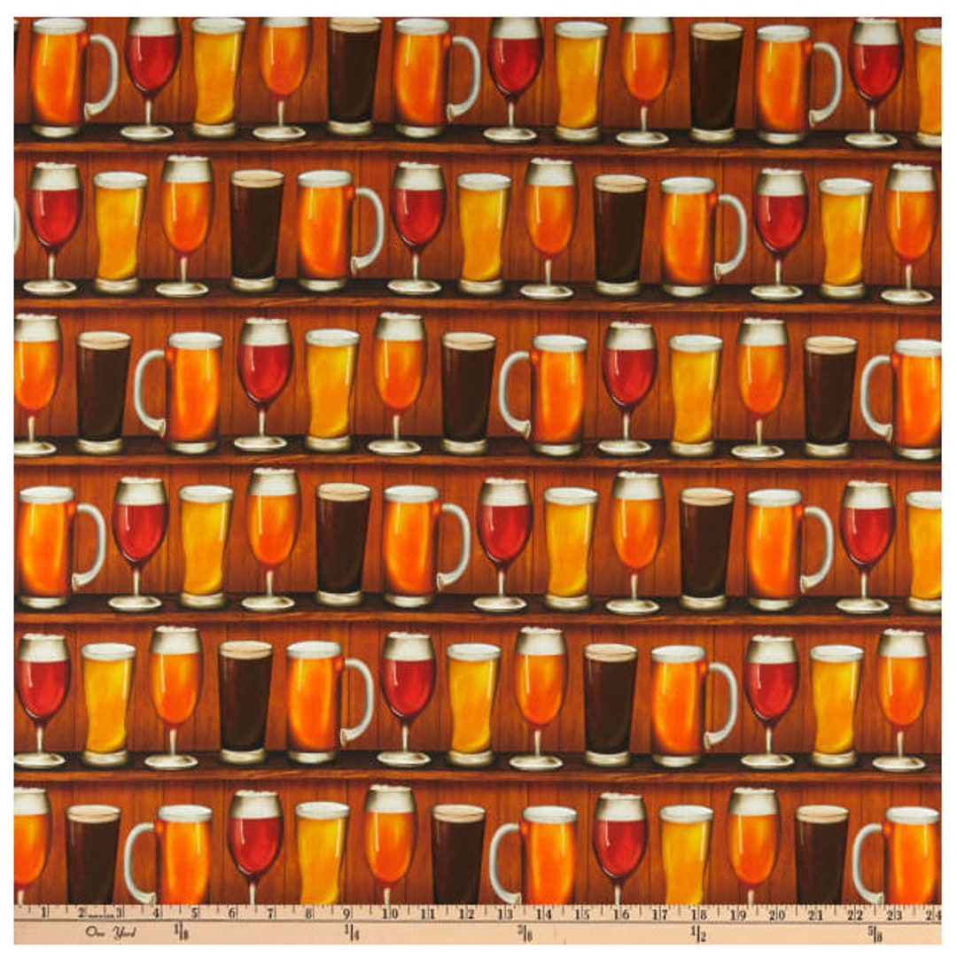 Cheers Beer Glasses Beer Cotton Fabric Beer Fabric by the Yard - Etsy
