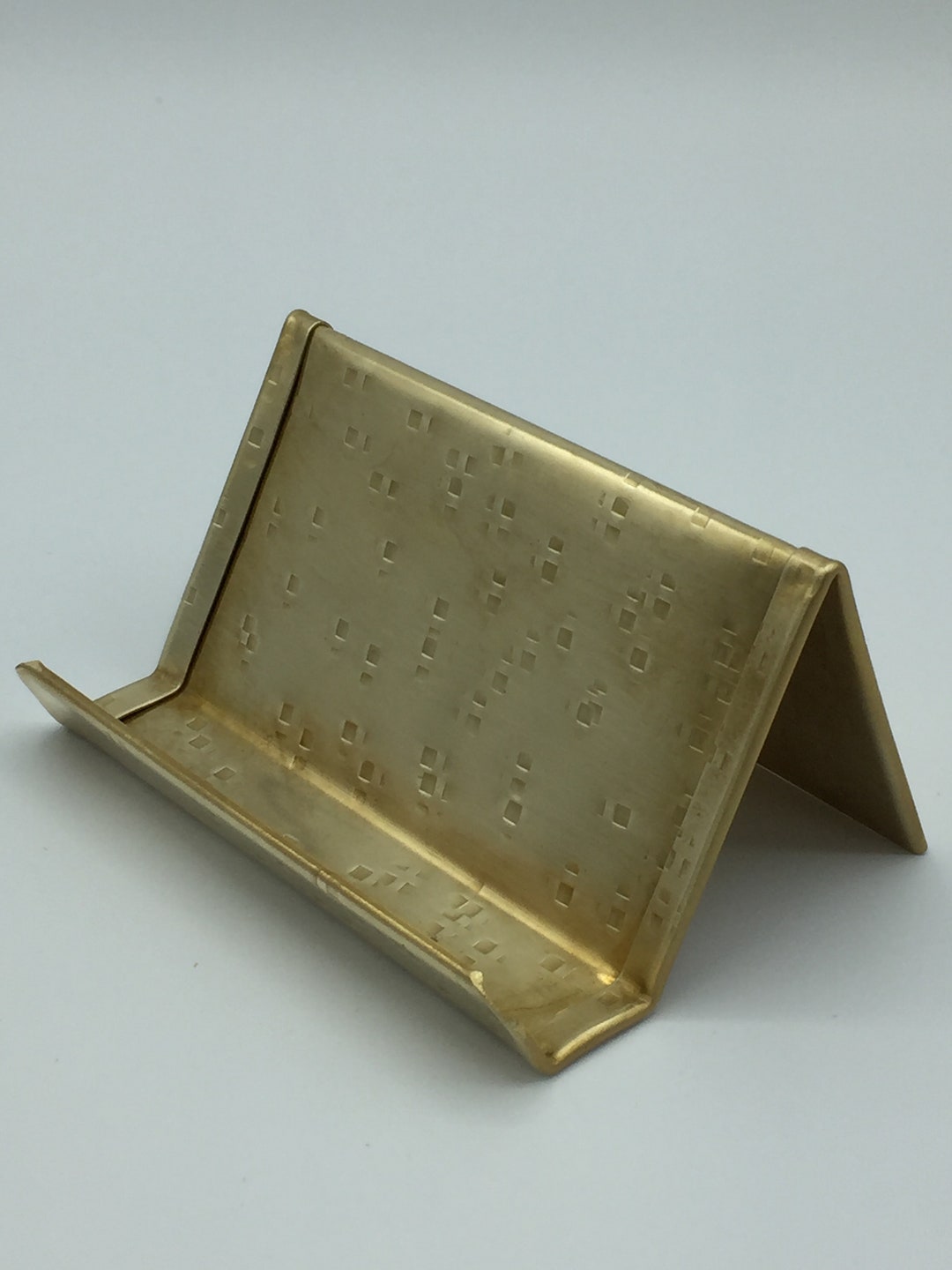 Hammered Brass Business Card Holder: Modern Desk Decor - Etsy