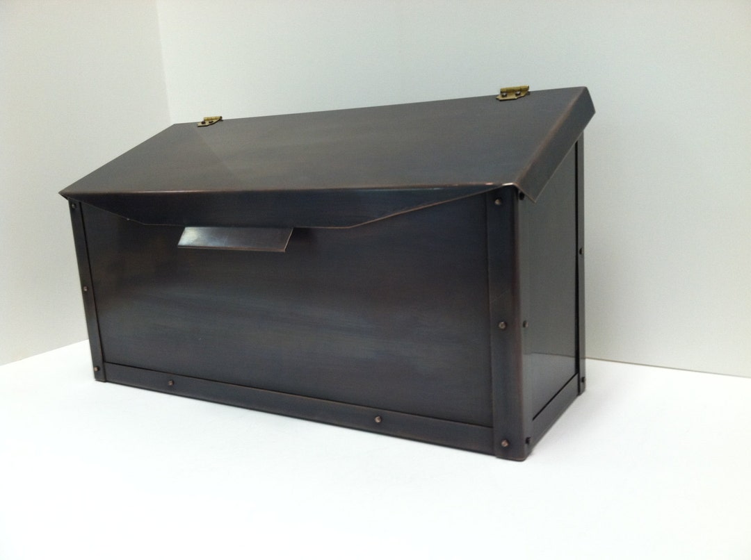 Solid Copper Wall Mount Mailbox: Bronze Patina, Brass Accents - Etsy