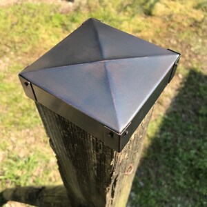 Solid Copper 4x4 Post Cap: Bronze Patina Outdoor Decor - Etsy