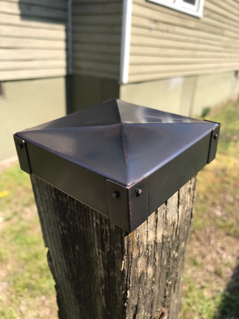 Solid Copper 4x4 Post Cap Bronze Patina Metal Post Cap - Etsy