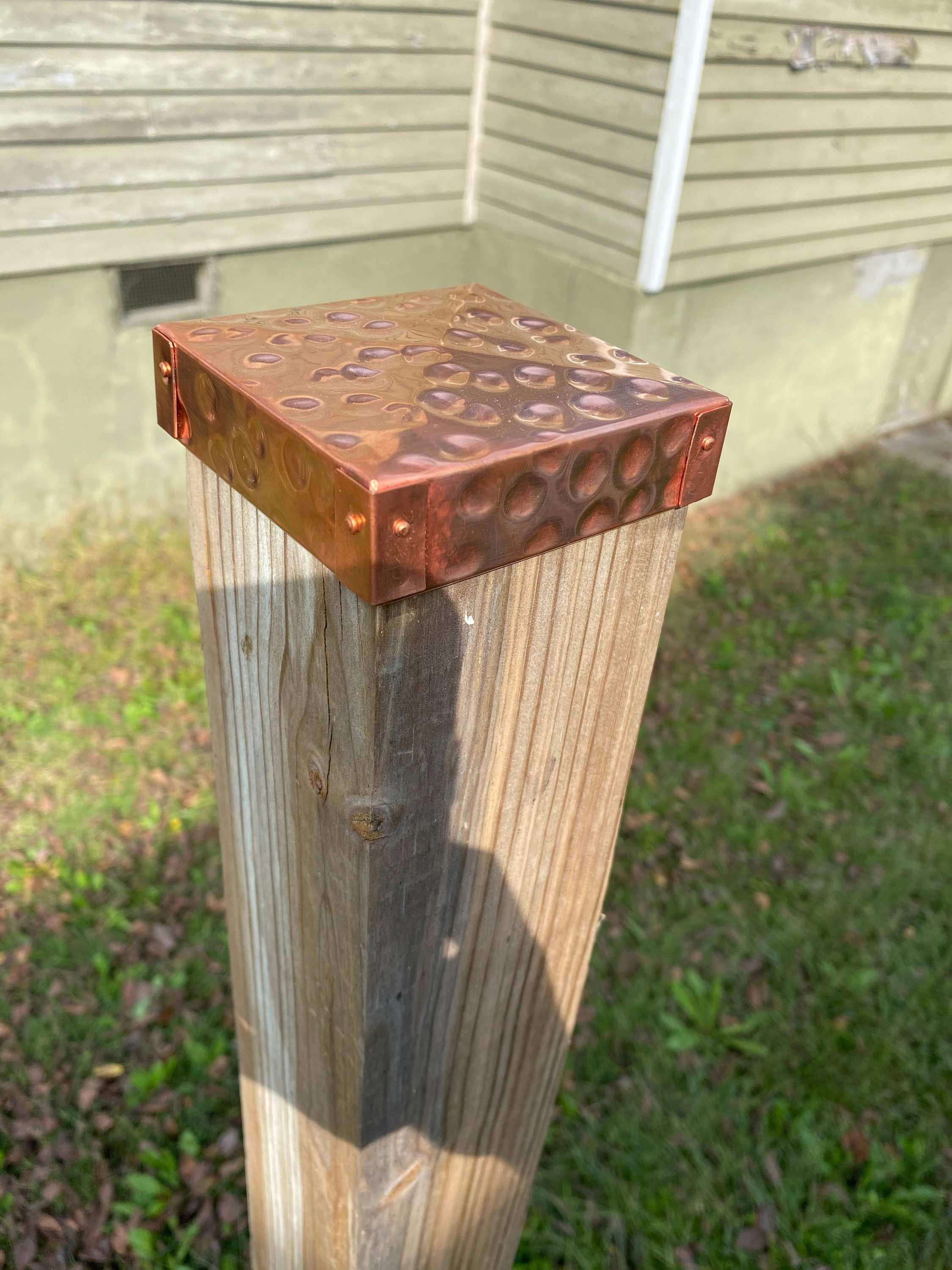 Solid Hammered Copper Standard Size 4x4 Post Cap Hand Riveted - Etsy UK
