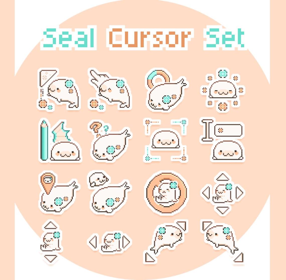 Seal Cursor Pack | Animated Cursors | Pixel Art | PC Cursors - Etsy ...