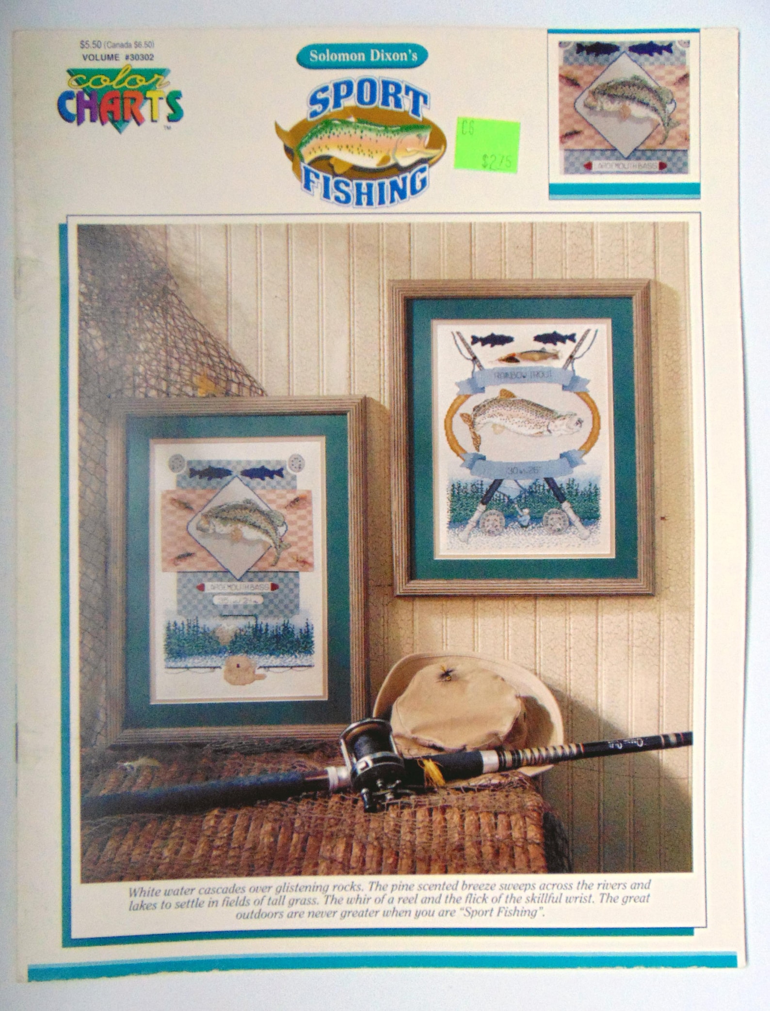Counted Cross Stitch # "sport Fishing" Fisherman Present Bass Trout ...