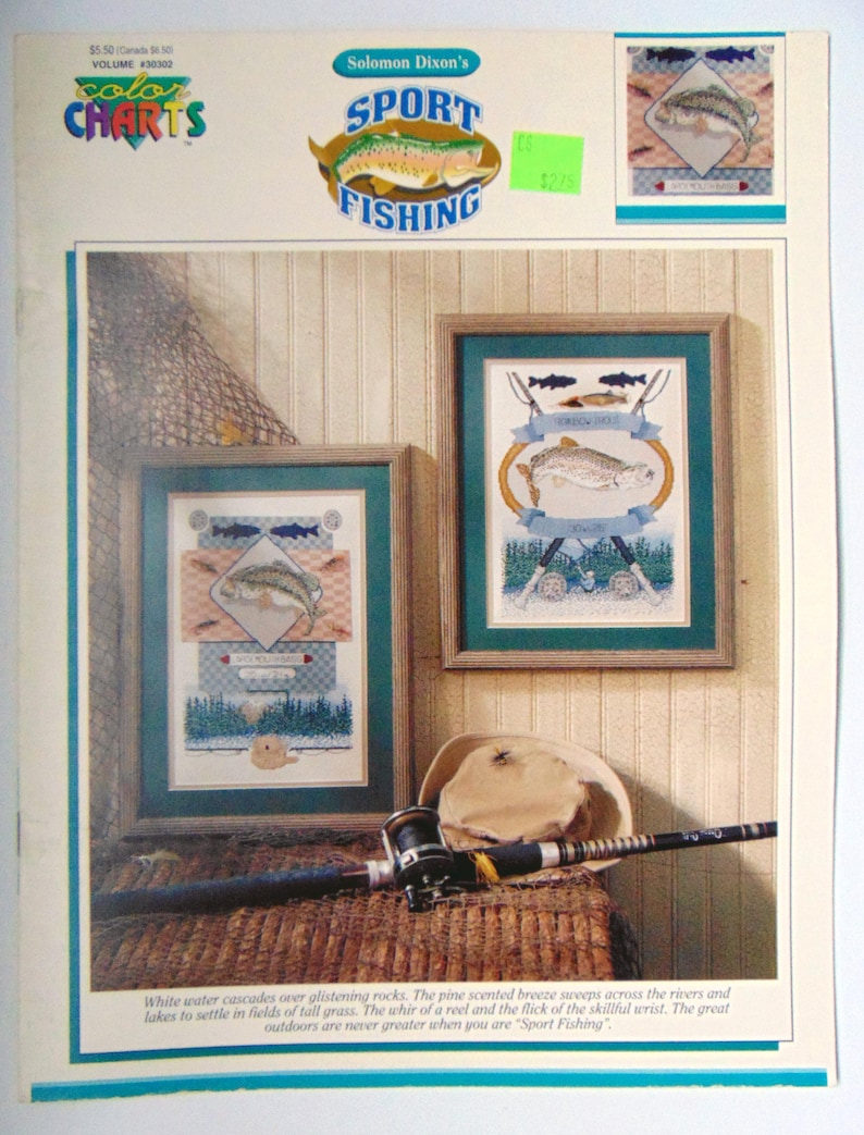 Counted Cross Stitch # "sport Fishing" Fisherman Present Bass Trout ...