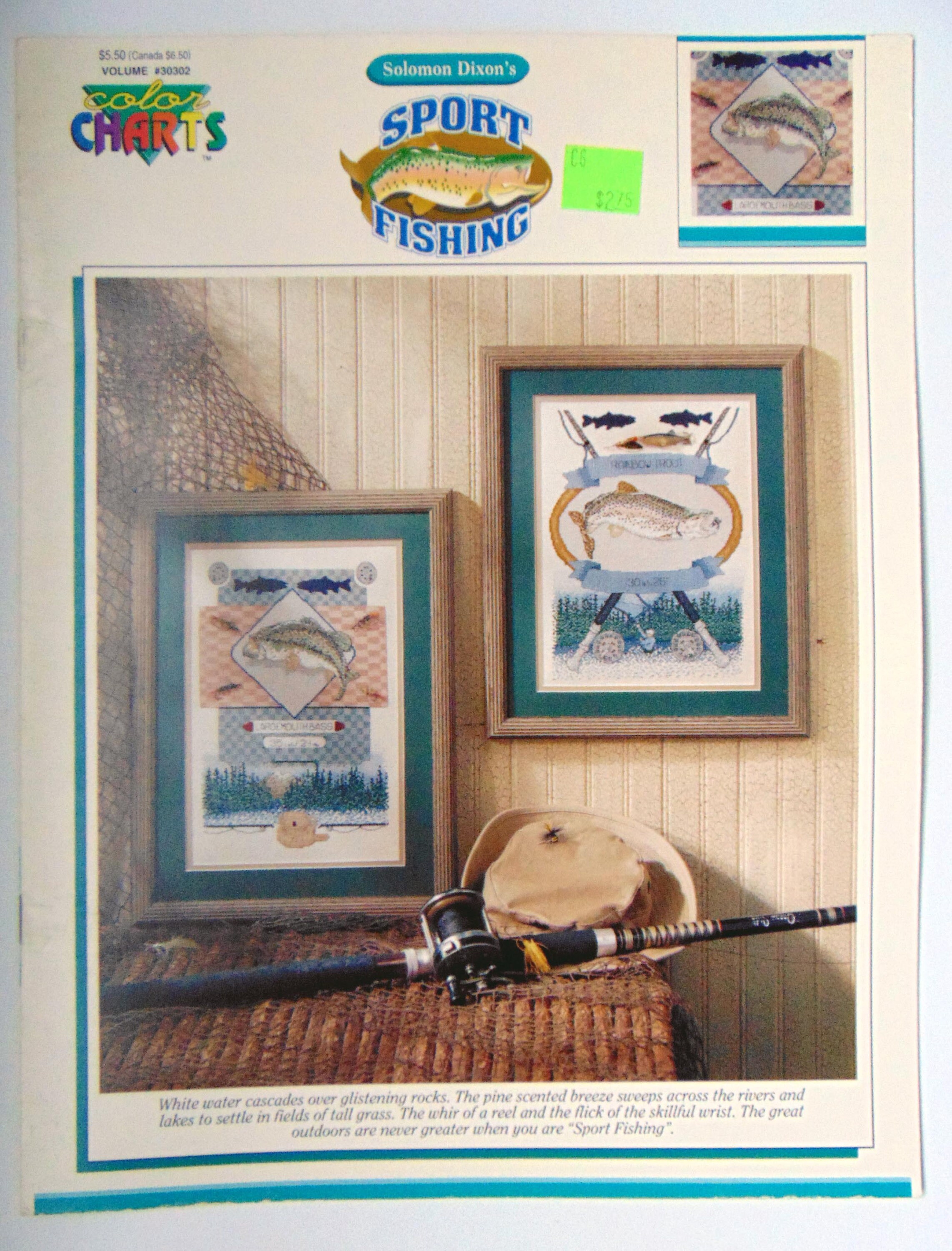 Counted Cross Stitch # "sport Fishing" Fisherman Present Bass Trout ...