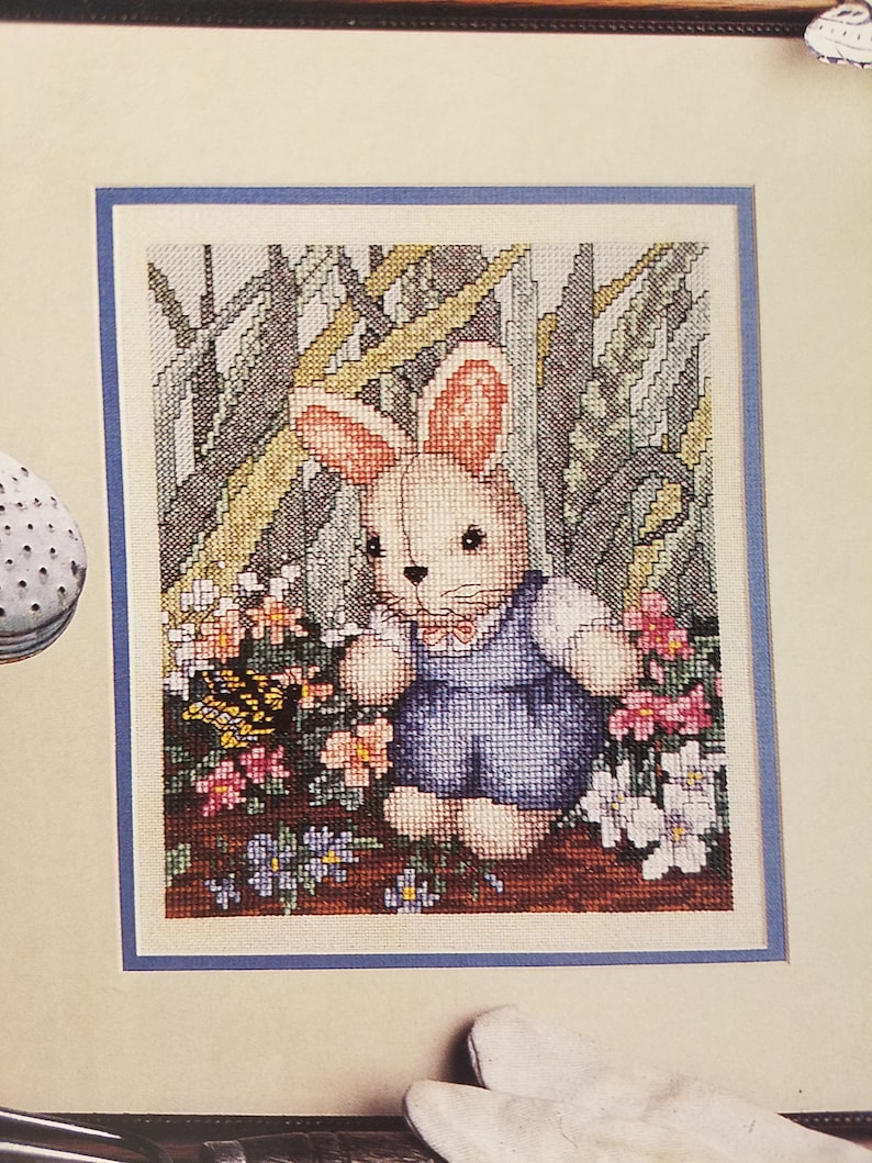 Counted Cross Stitch Pattern "blue Bunny" Rabbit Design Super Cute - Etsy