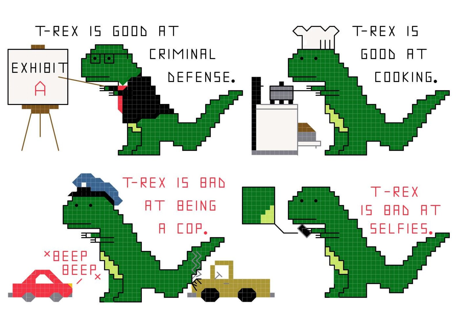 Cross Stitch Patterns T-rex Set 5 4 Patterns of T-rex - Etsy