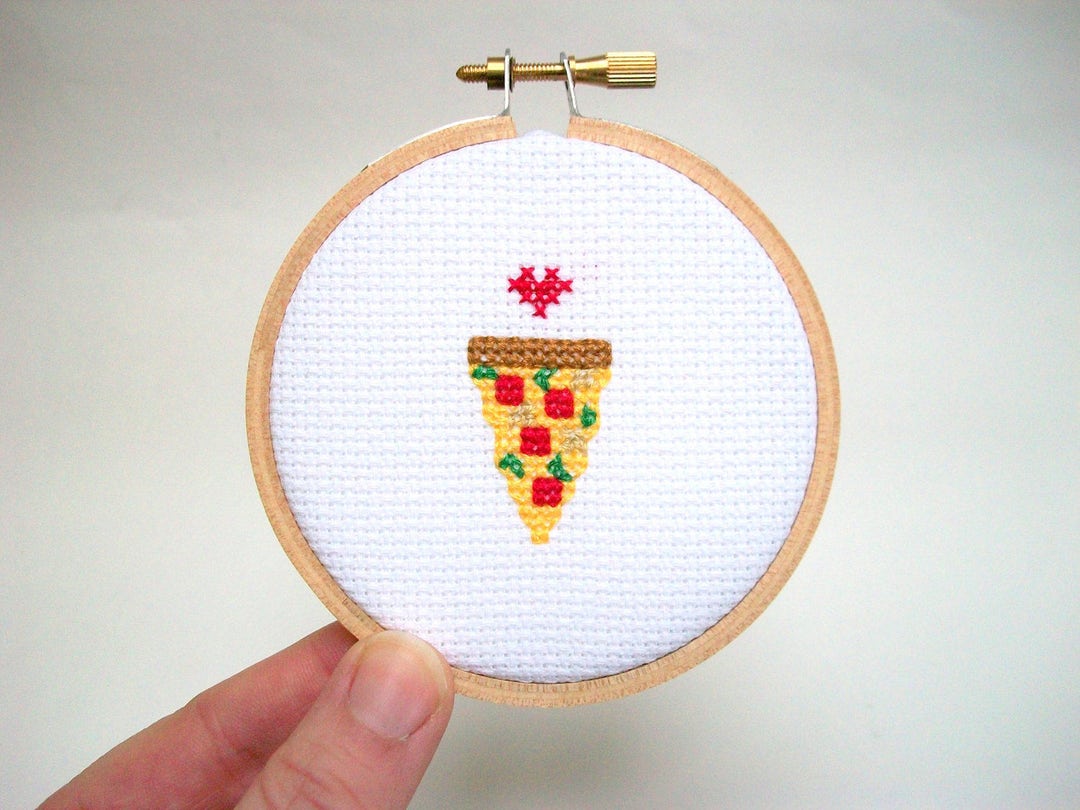 Pizza Love Cross Stitch Completed 3 Cross Stitch - Etsy