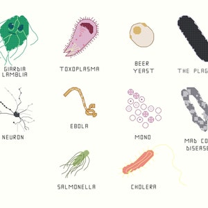 Cross Stitch KIT Mix and Match Microbes Sampler 8x10 for | Etsy