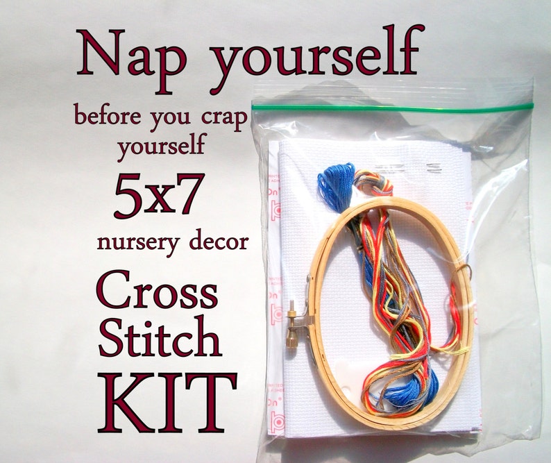 Nap Yourself KIT Mini Cross Stitch DIY Kit for a Nursery | Etsy