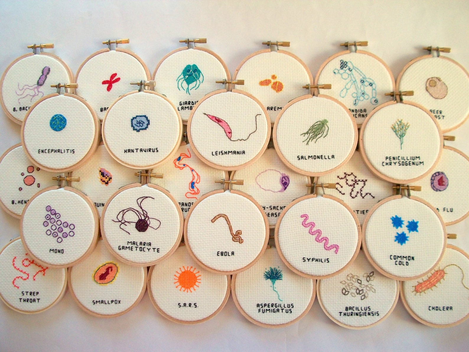 Ringworm Microbe Germ Cross Stitch Microbe Needlework for | Etsy