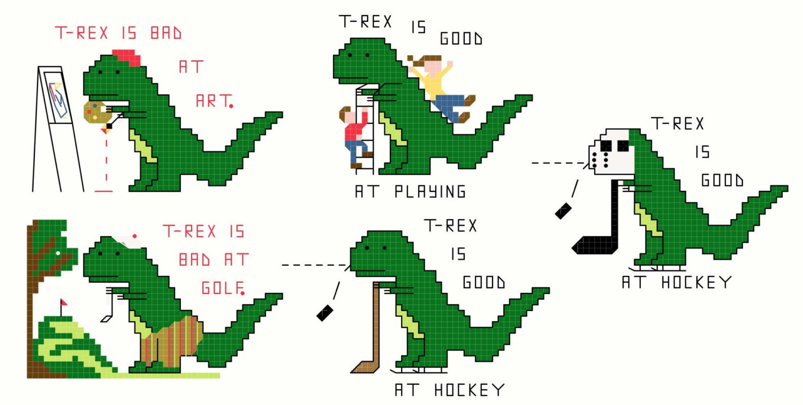 Cross Stitch Patterns T-rex Set 2 4 Patterns of T-rex - Etsy