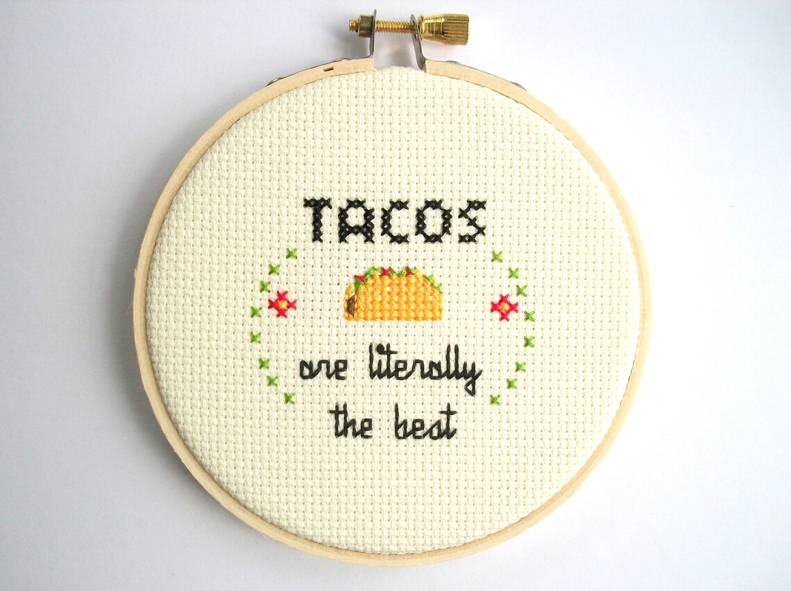 Taco are literally the best cross stitch completed 3 | Etsy