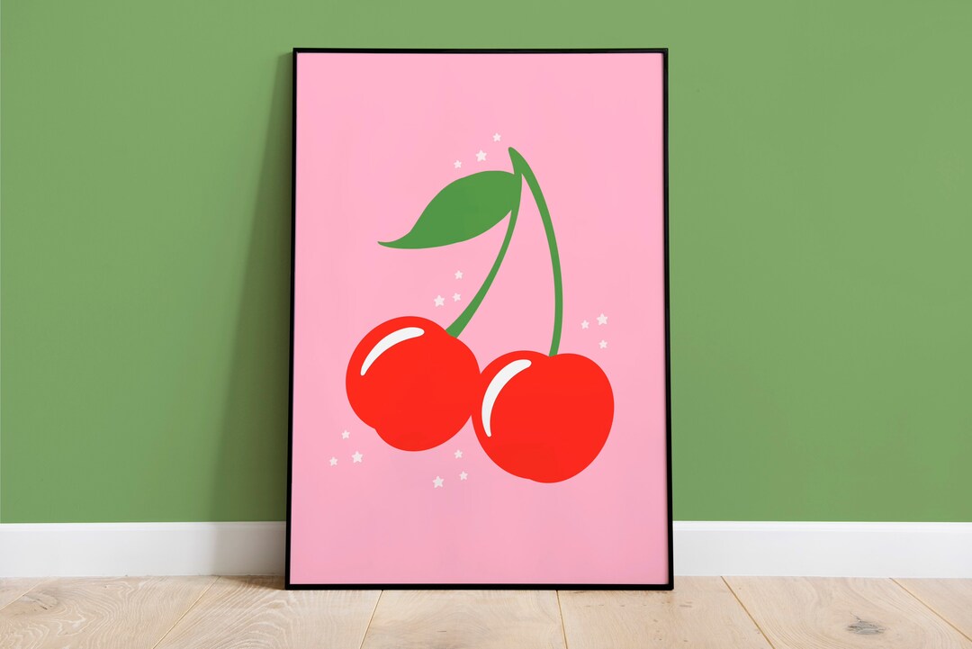 Cute Cherry Print // Cherry Wall Art Cute Fruit Print 90s - Etsy