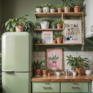 Colourful Kitchen Print // Kitchen Wall Decor, Kitchen Illustration ...