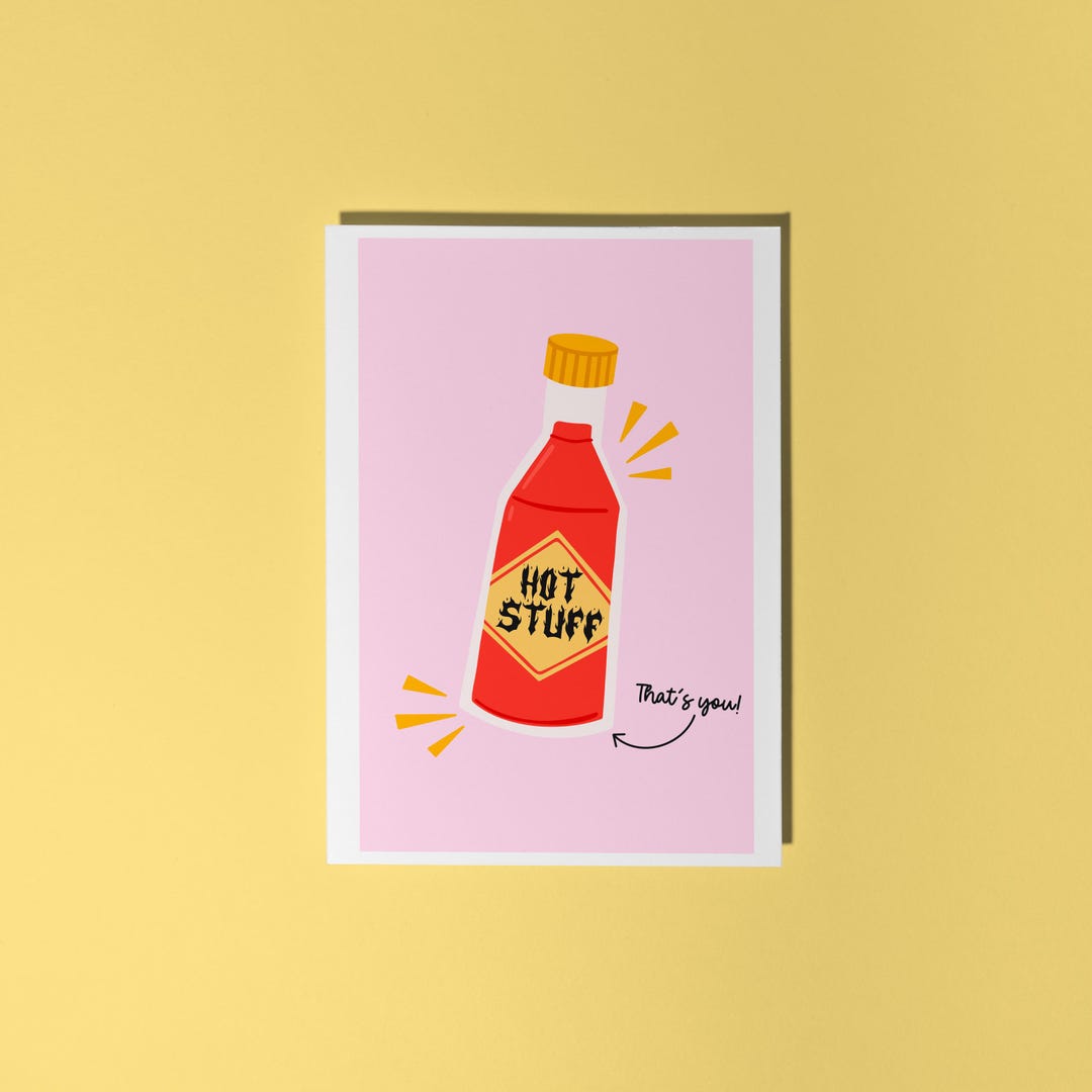 Hot Stuff Card | Valentine's Card for Husband or for Wife, Hot Sauce ...