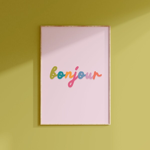 Bonjour Print - Etsy UK